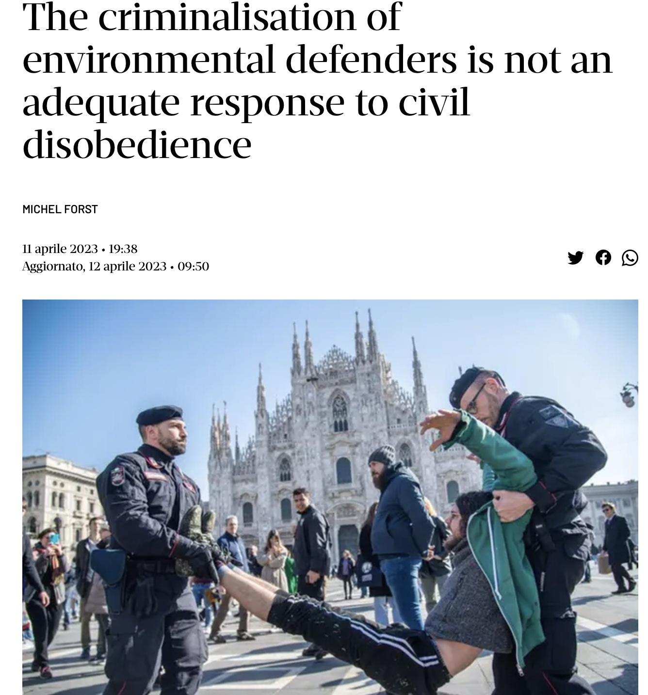 Police repression of climate protests. Who are the real vandals ...